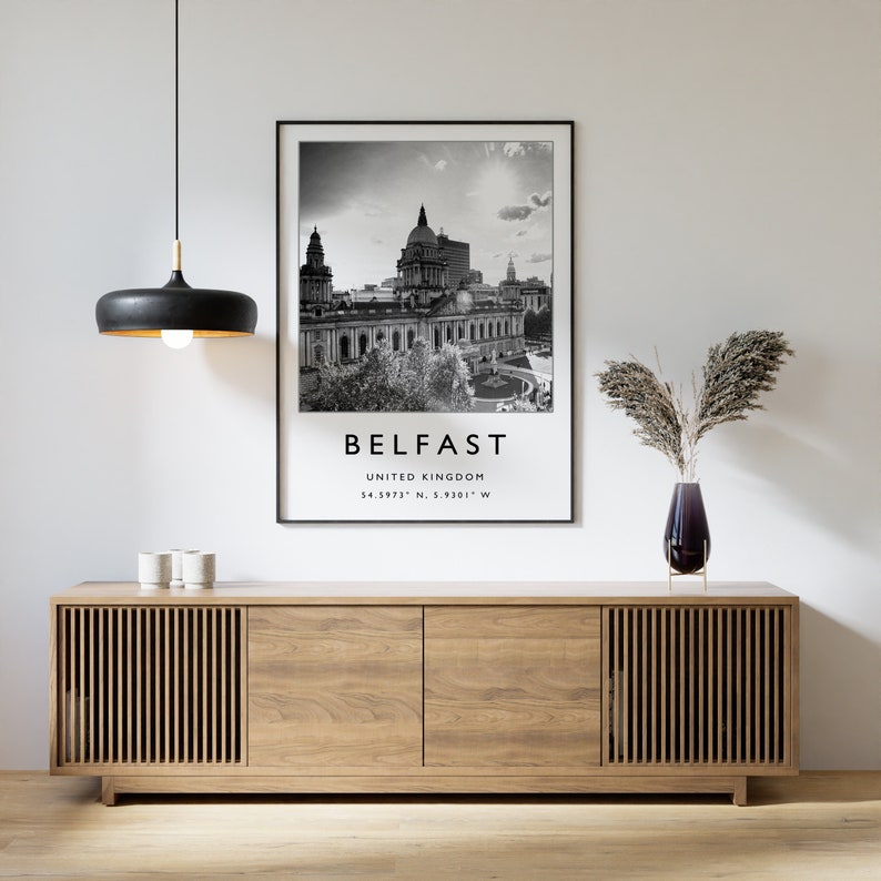 Belfast Ireland Travel Poster: Black and White City Print - Etsy UK