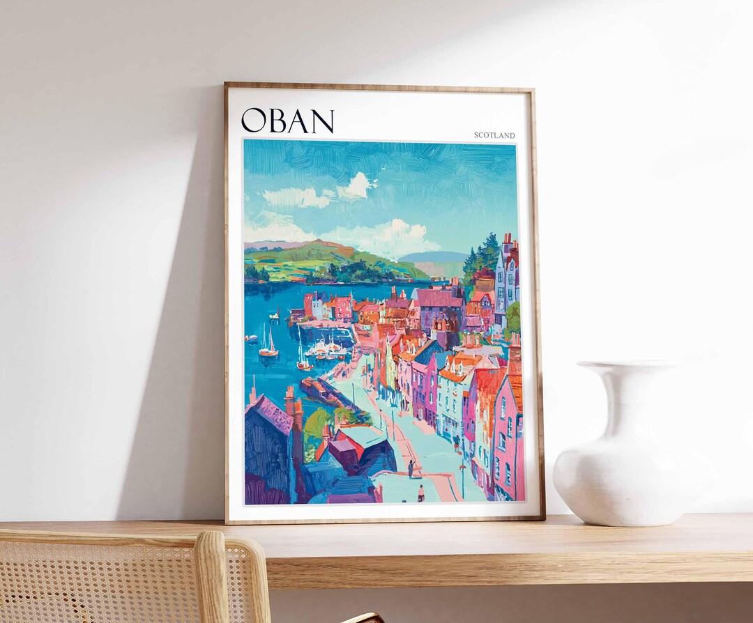 Oban Poster, Scotland Poster, Scottish Highlands Poster, Coastal Wall ...