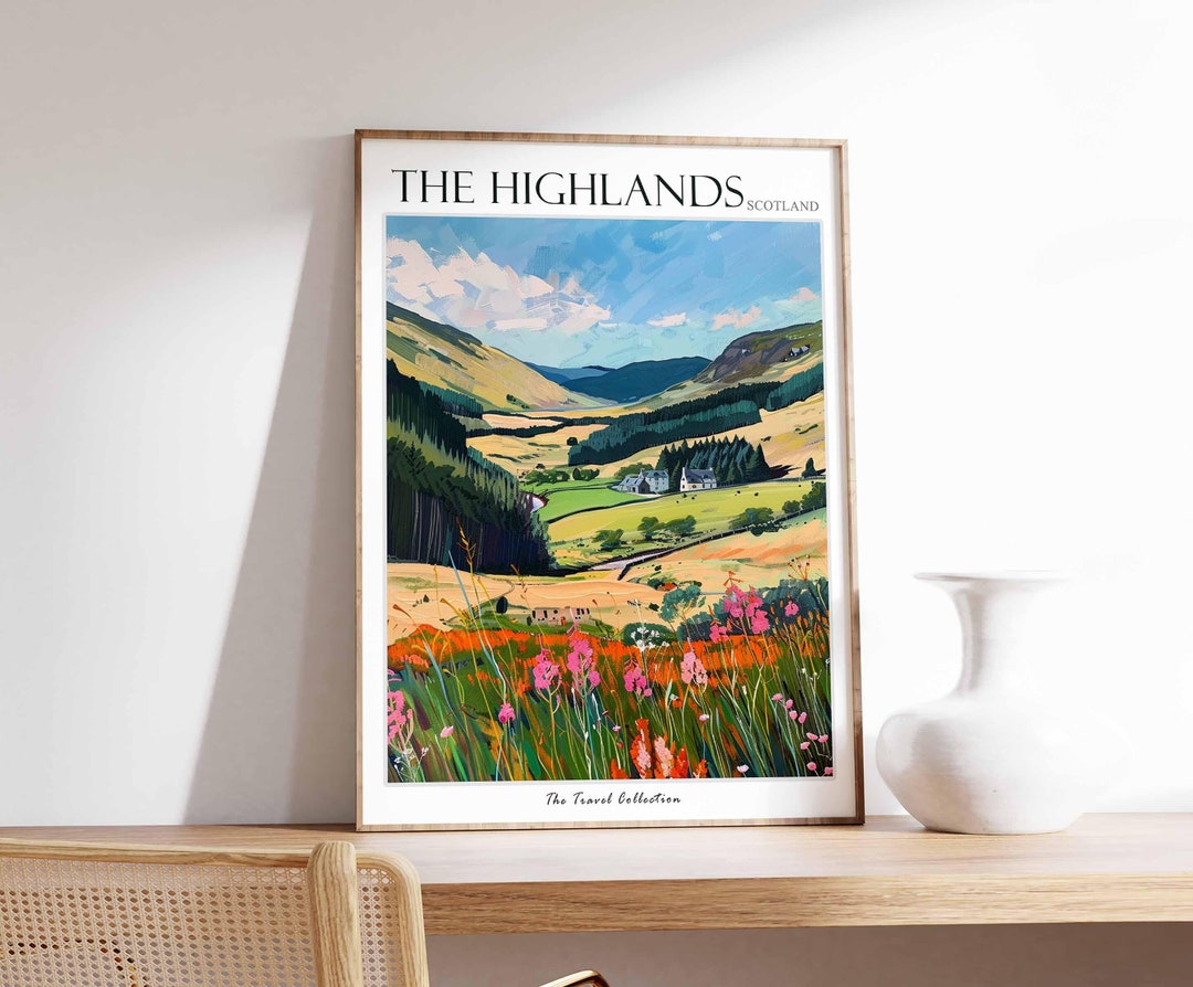 The Highlands Poster, Scotland Travel Print, Scottish Decor, United ...