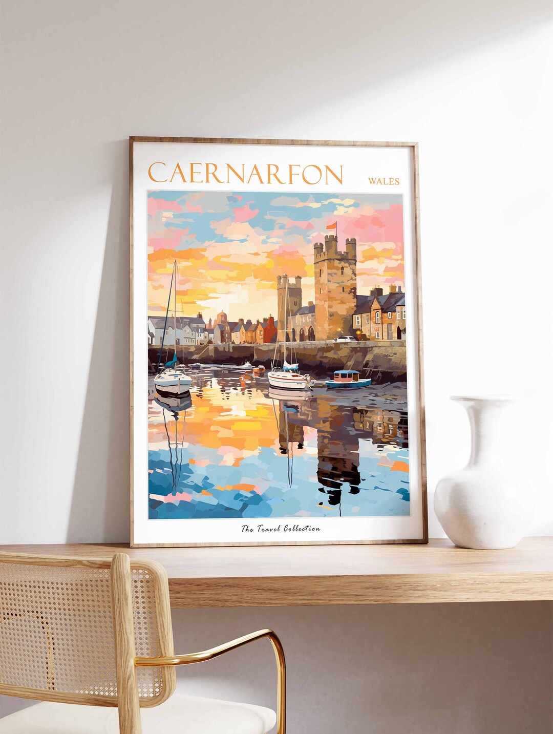 Caernarfon Castle Travel Poster: Welsh Seaside Art - Etsy