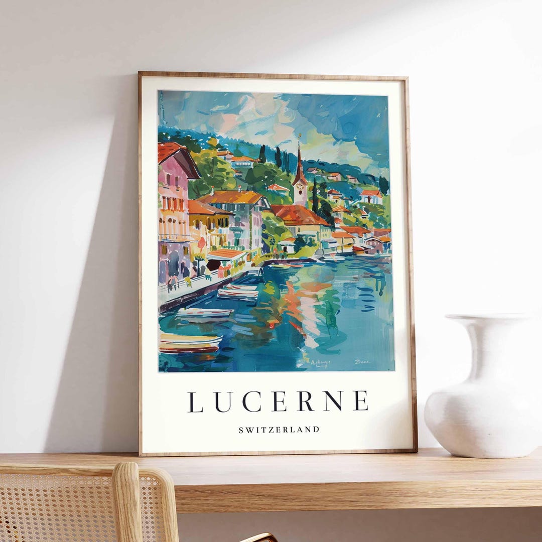 Lucerne Switzerland Poster: Swiss Lake & Alps Travel Print - Etsy