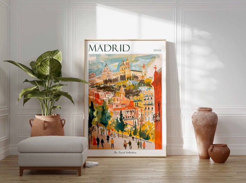 Madrid Travel Poster: Spanish City Wall Art - Etsy