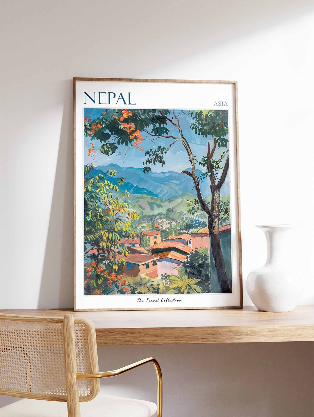 Nepal Poster, Nepal Travel Print, Nepalese Decor, Botanical Wall Art ...