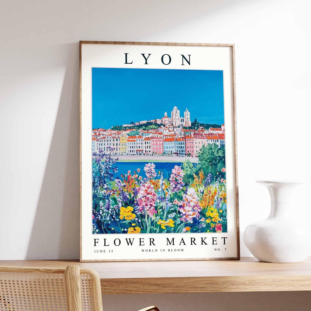 Lyon Flower Market Poster, Lyon print, French Floral Wall Art, Lyon ...