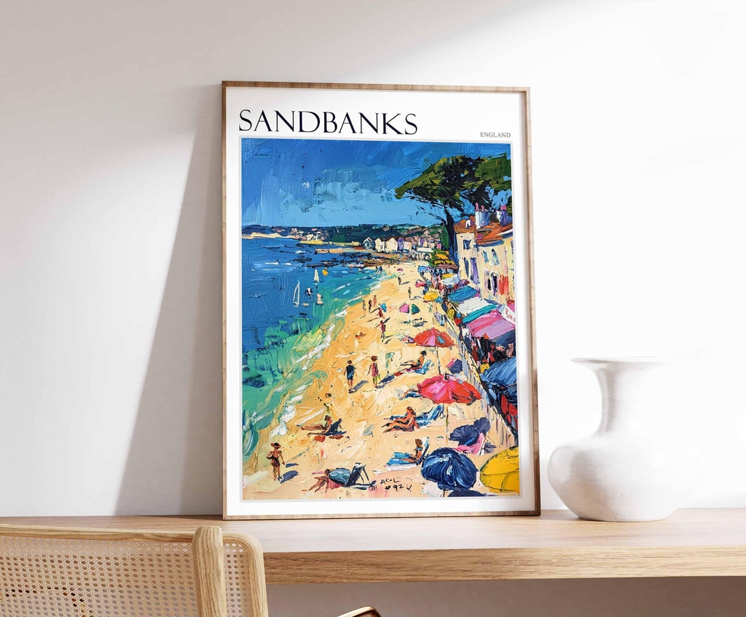 Sandbanks Poster, UK Travel Poster, Coastal Wall Art, Beach Poster, UK ...
