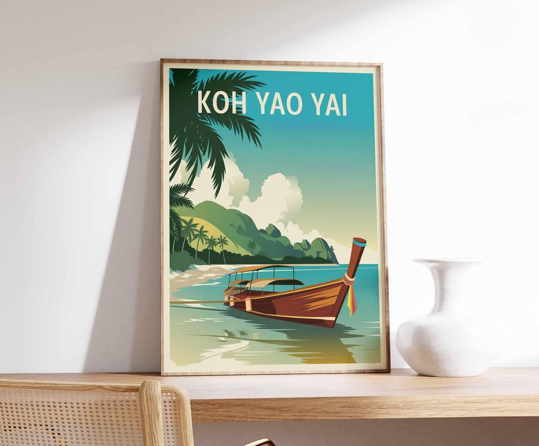 Koh Yao Yai Print, Southeast Asia Poster, Thailand Travel Poster ...