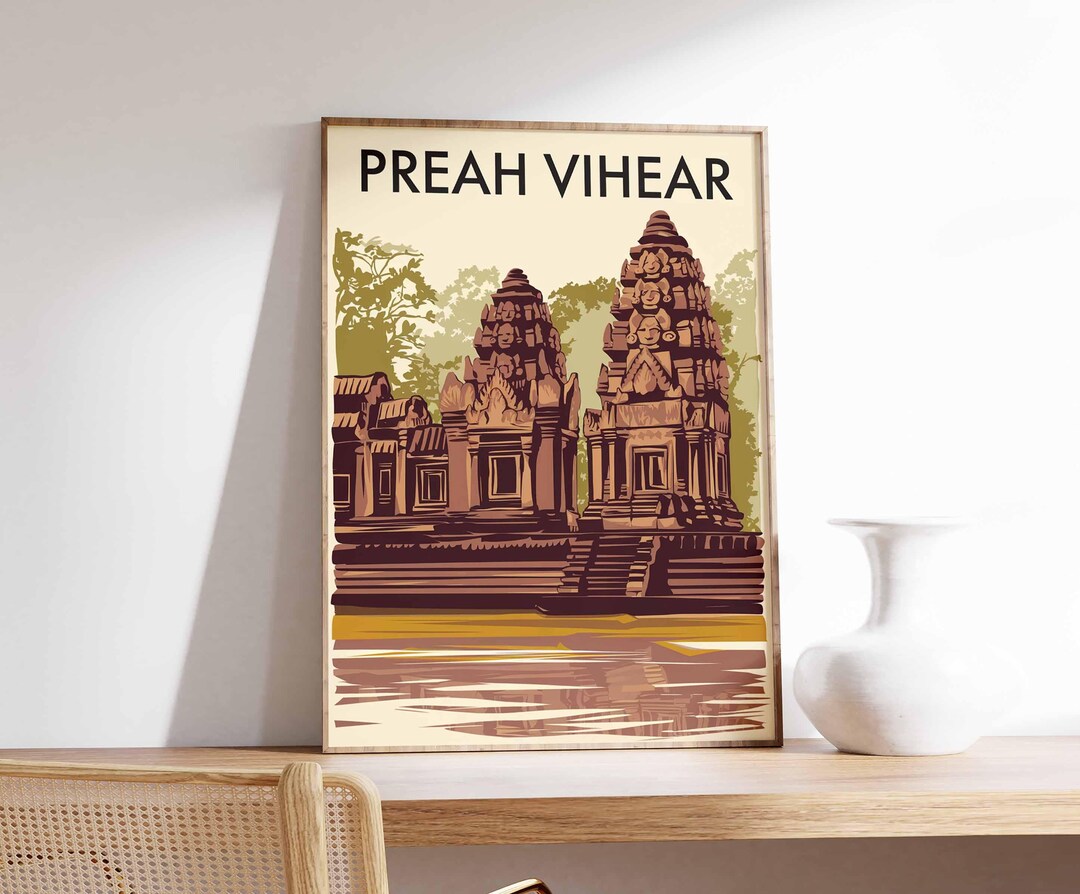 Preah Vihear Print, Southeast Asia Poster, Cambodia Travel Poster ...