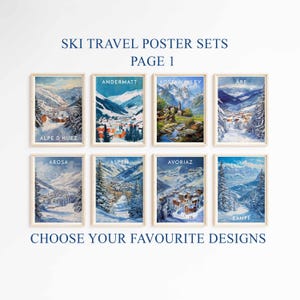 Ski Poster Sets, Skiing Poster Selection, Travel Poster, France Austria ...