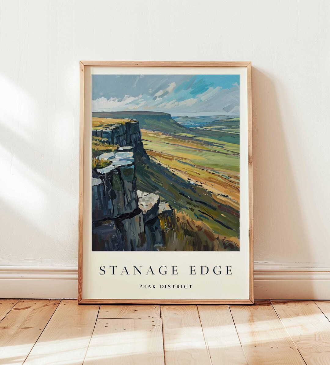 Stanage Edge Poster, Peak District Travel Print, Derbyshire Wall Art ...