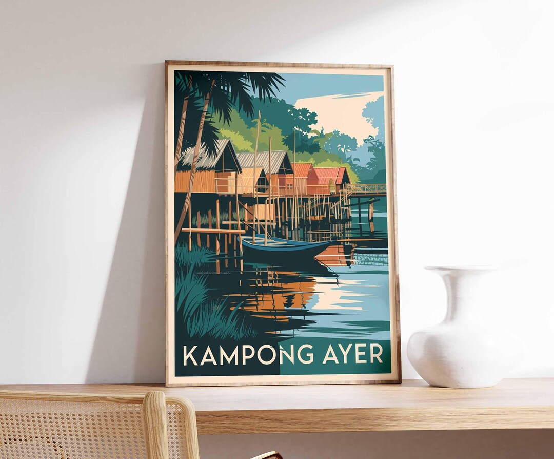Kampong Ayer Print, Southeast Asia Poster, Brunei Travel Poster, Travel ...