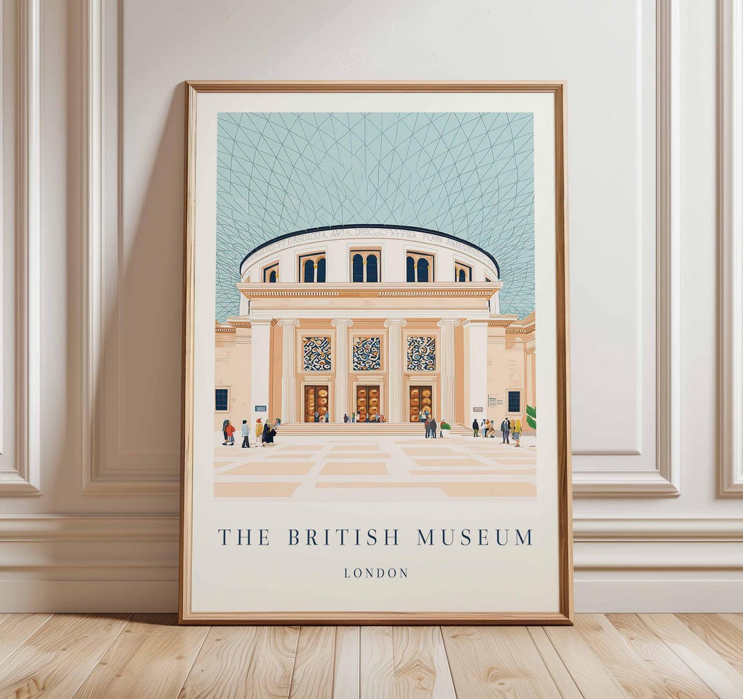 British Museum Travel Poster: London Landmark Art Print - Etsy