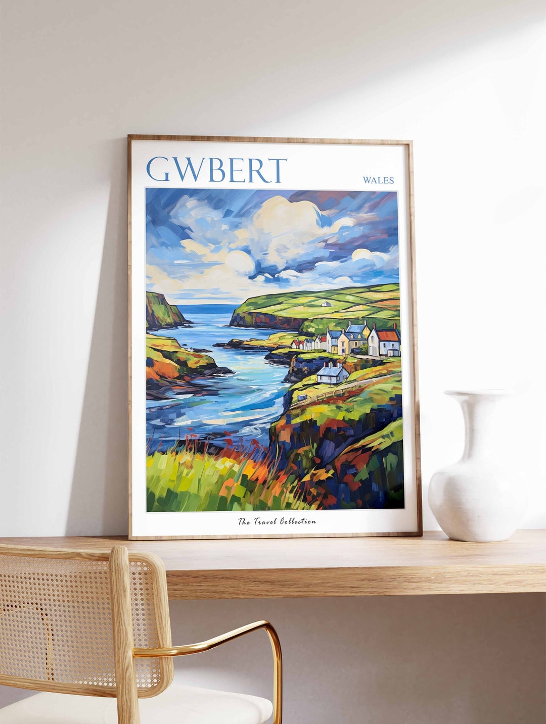 Gwbert Poster, Gwbert Travel Print, Wales Travel Poster, Welsh Decor ...