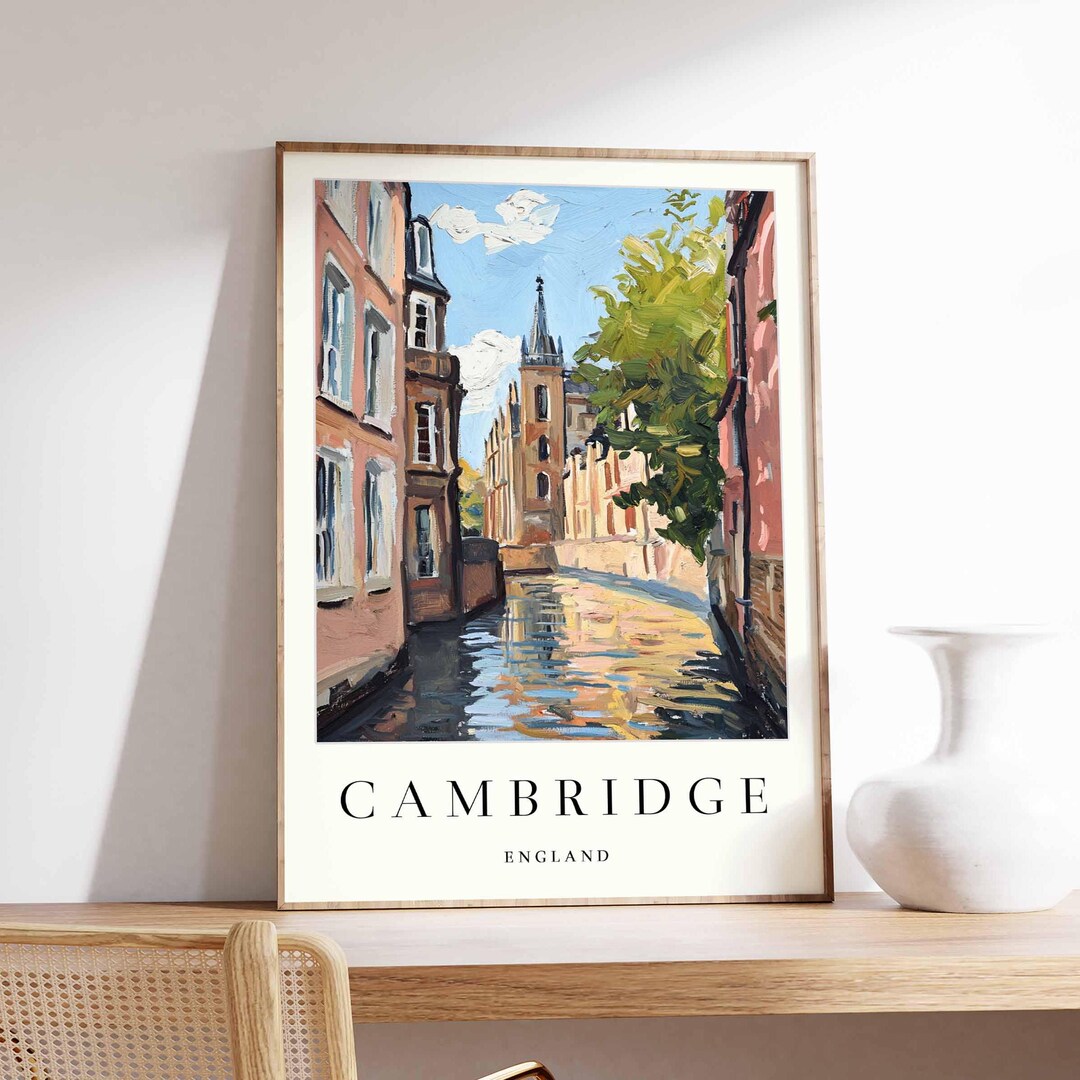 Cambridge Poster, Cambridge University Print, UK Travel Poster, River ...