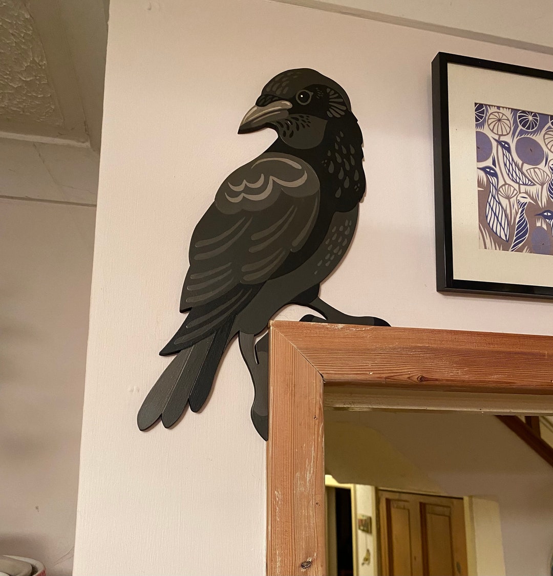 Hand Painted Crow to Sit on a Door Frame Corner - Etsy
