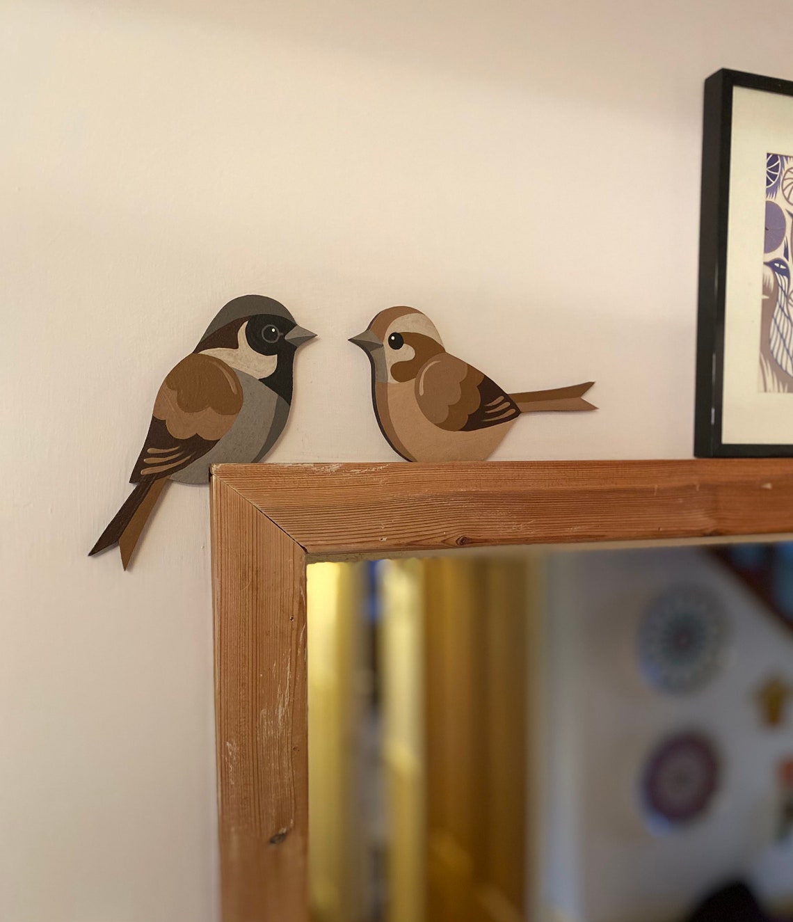 Hand Painted House Sparrow Couple to Sit on a Door Frame | Etsy