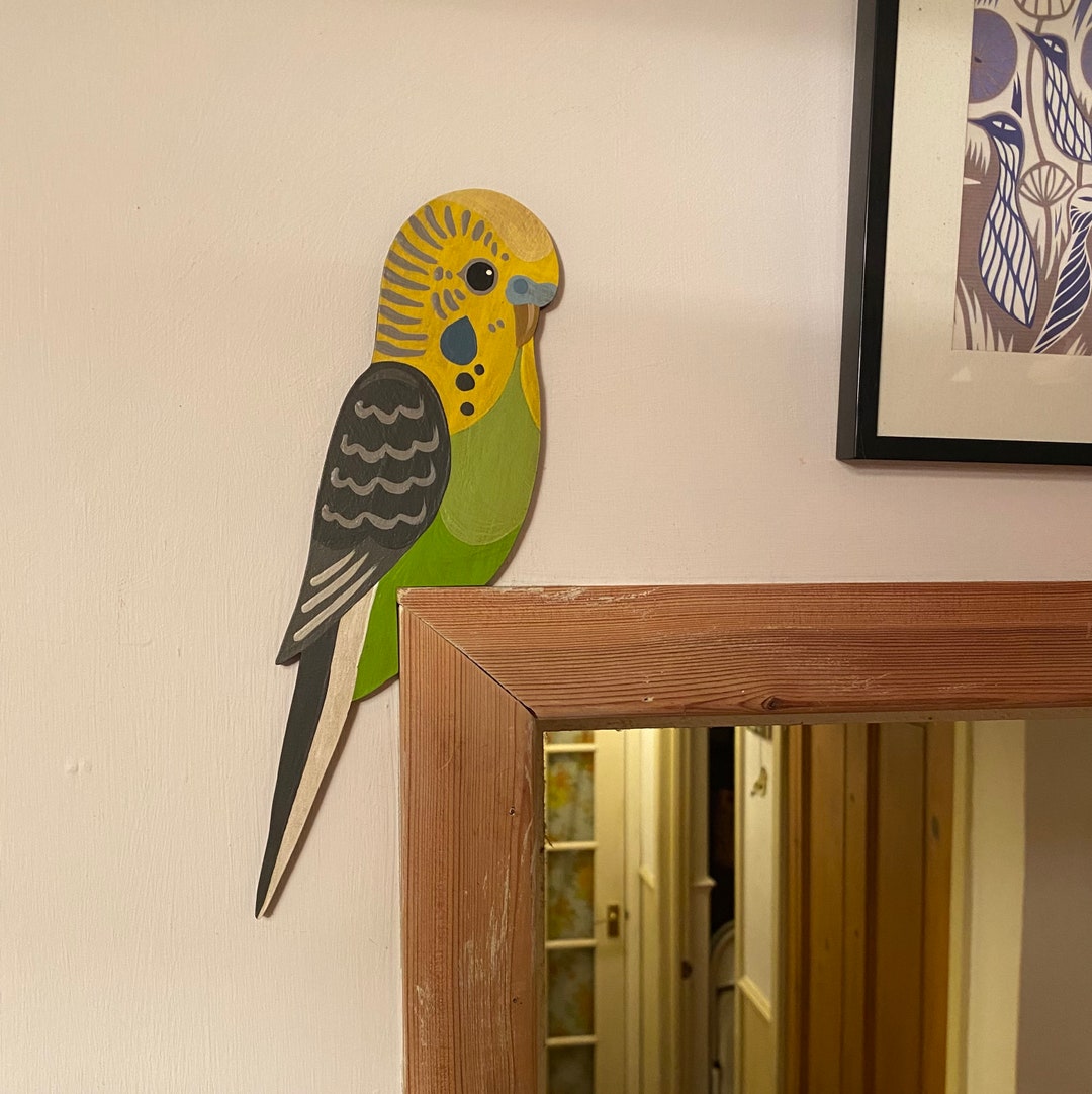 Hand Painted Budgie (different Colours Available) to Sit on a Door ...