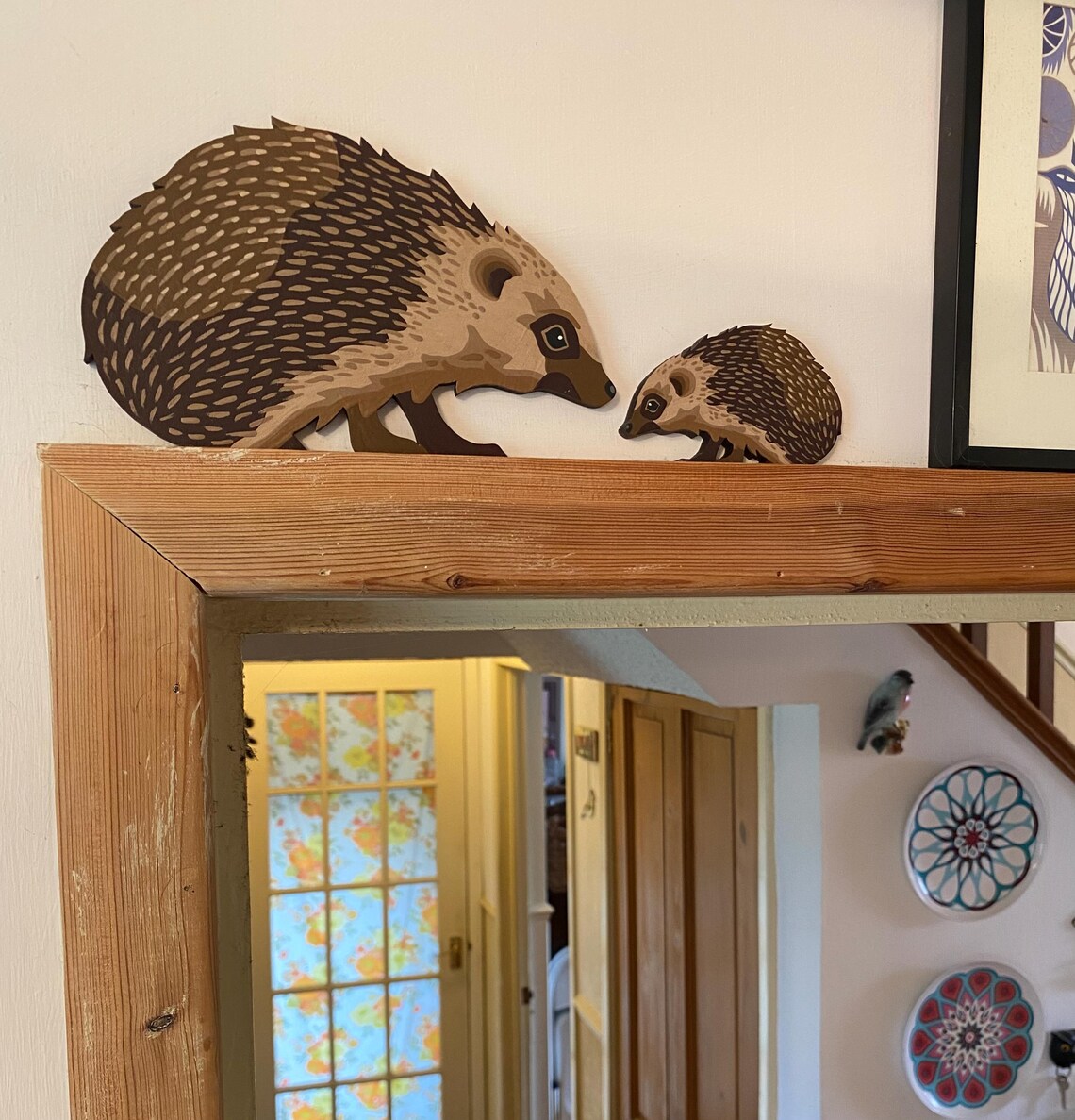 Hand Painted Hedgehog to Sit on a Door Frame, Picture Rail or Similar ...