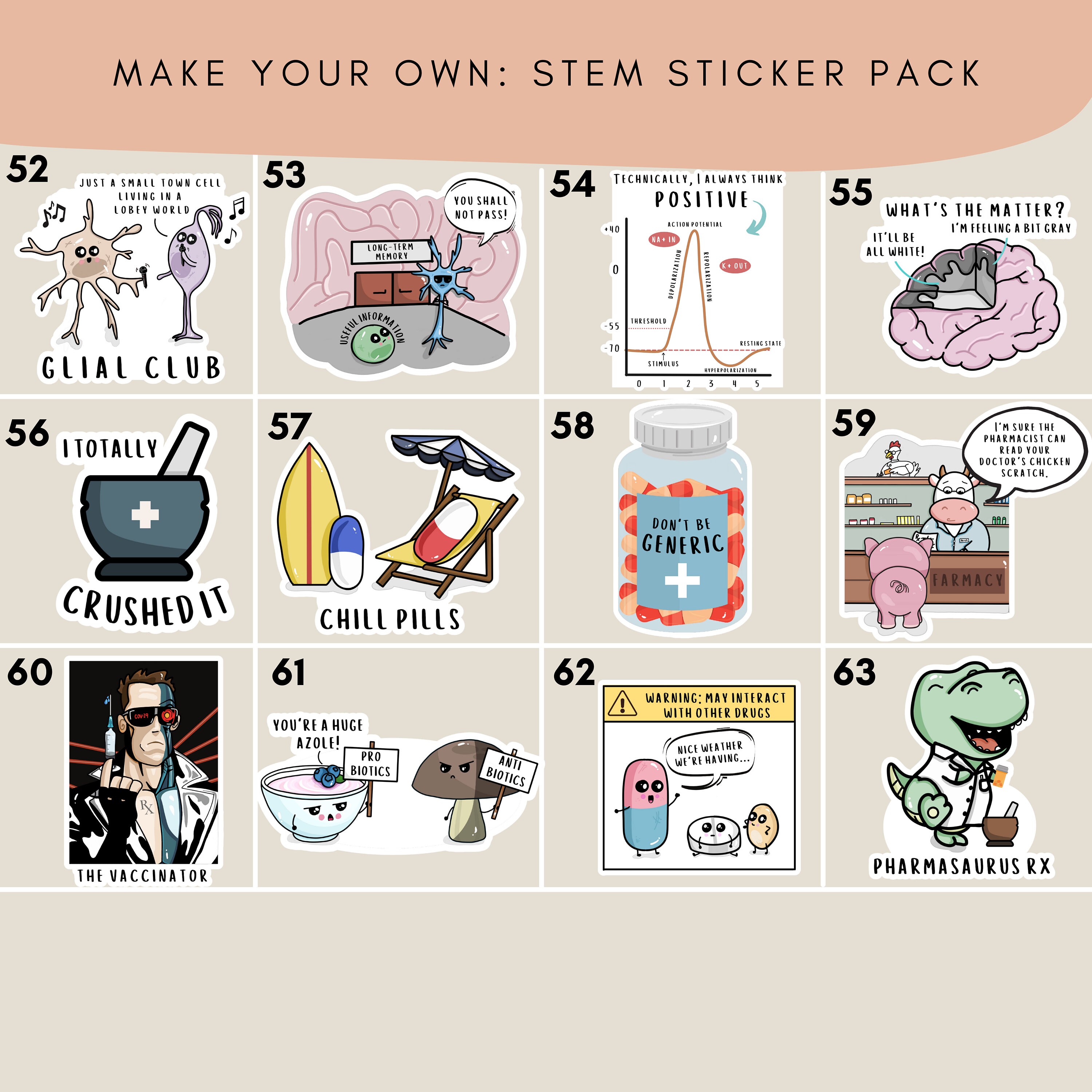 Make Your Own: STEM Sticker Pack Science Biology | Etsy