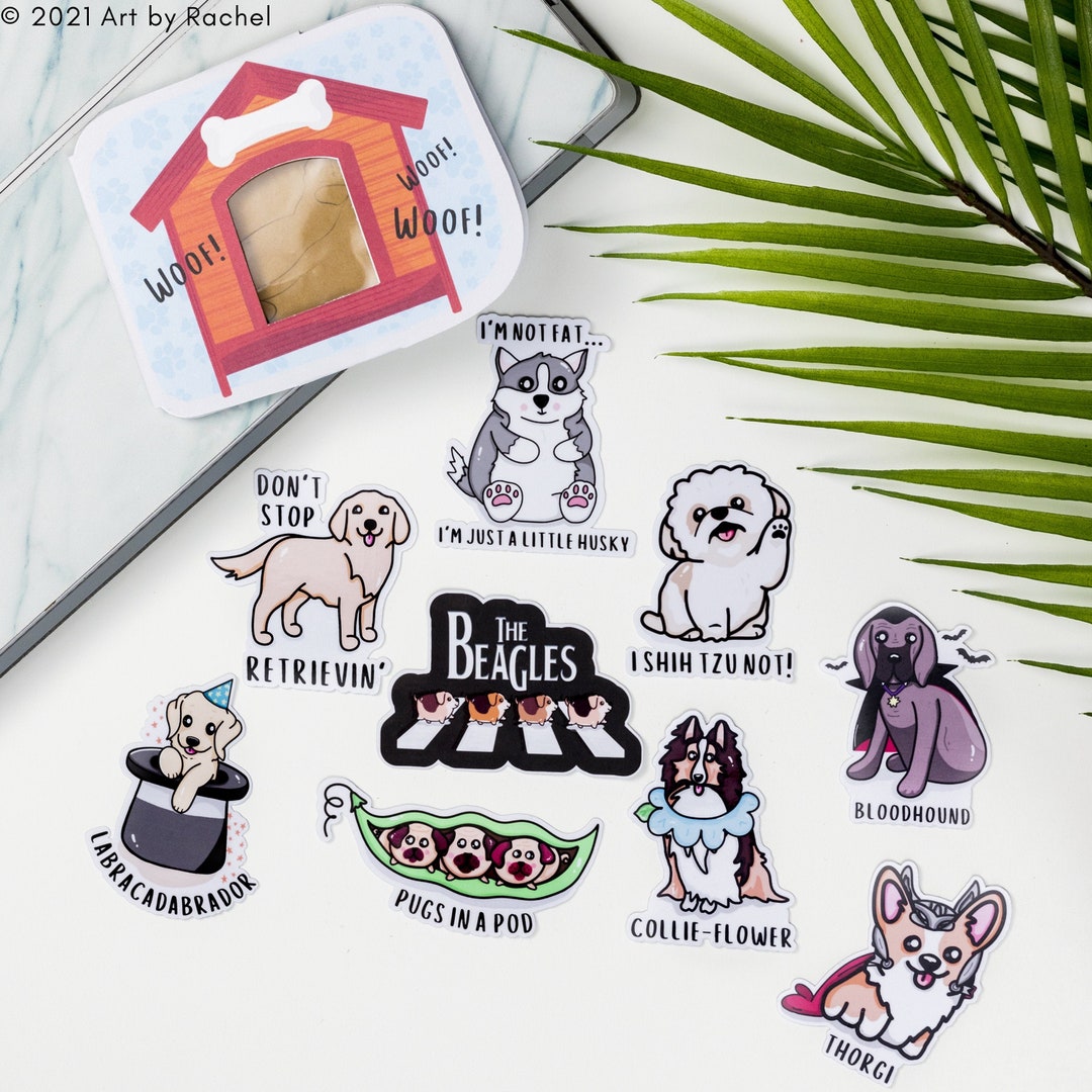 Dog Breed Puns Stickers or Magnets Bullet Journals, Crafts, Water ...