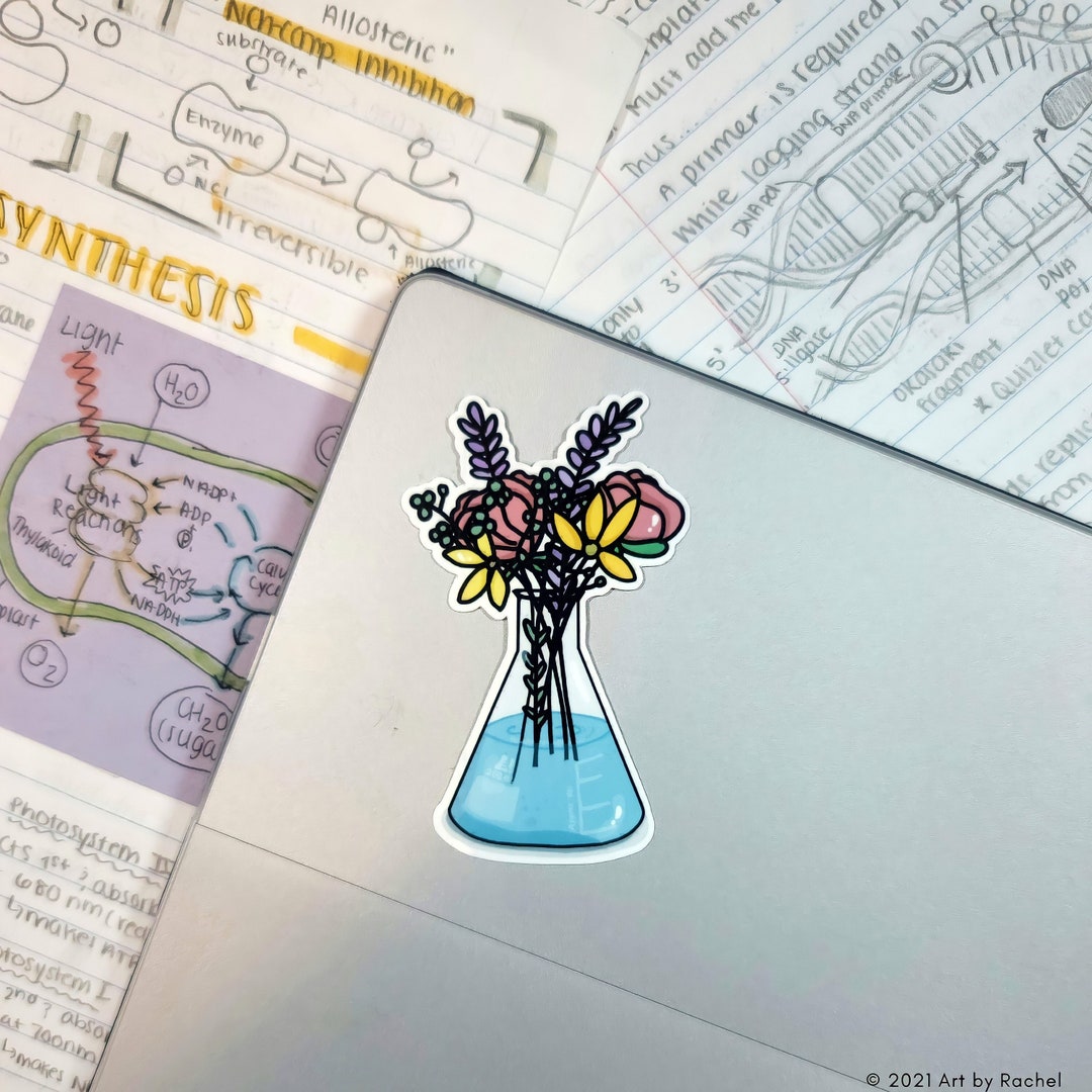 Beaker With Flowers | Sticker or Magnet | Science, Chemistry, Medical ...