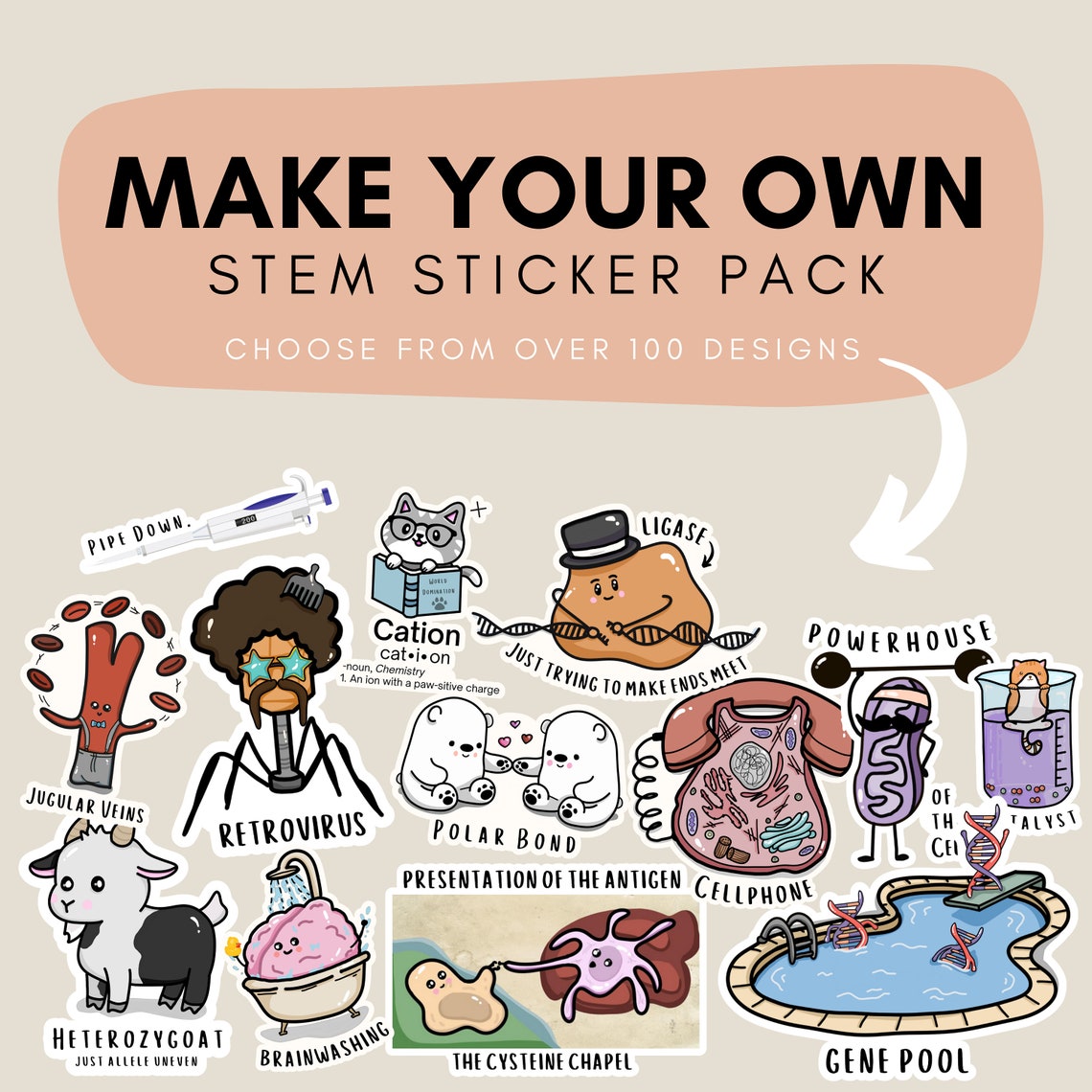 Make Your Own: STEM Sticker Pack Science Medical - Etsy