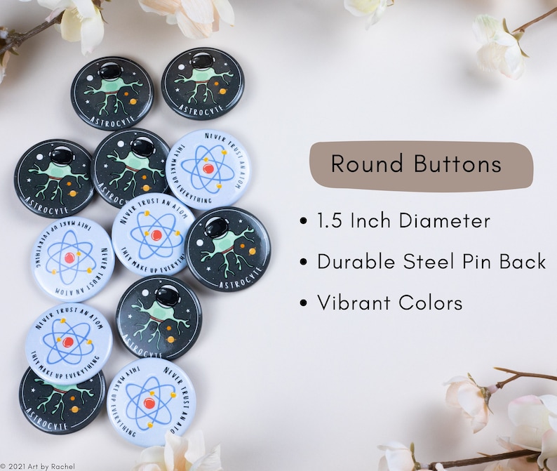 STEM Buttons Pins Science Chemistry Medicine | Etsy