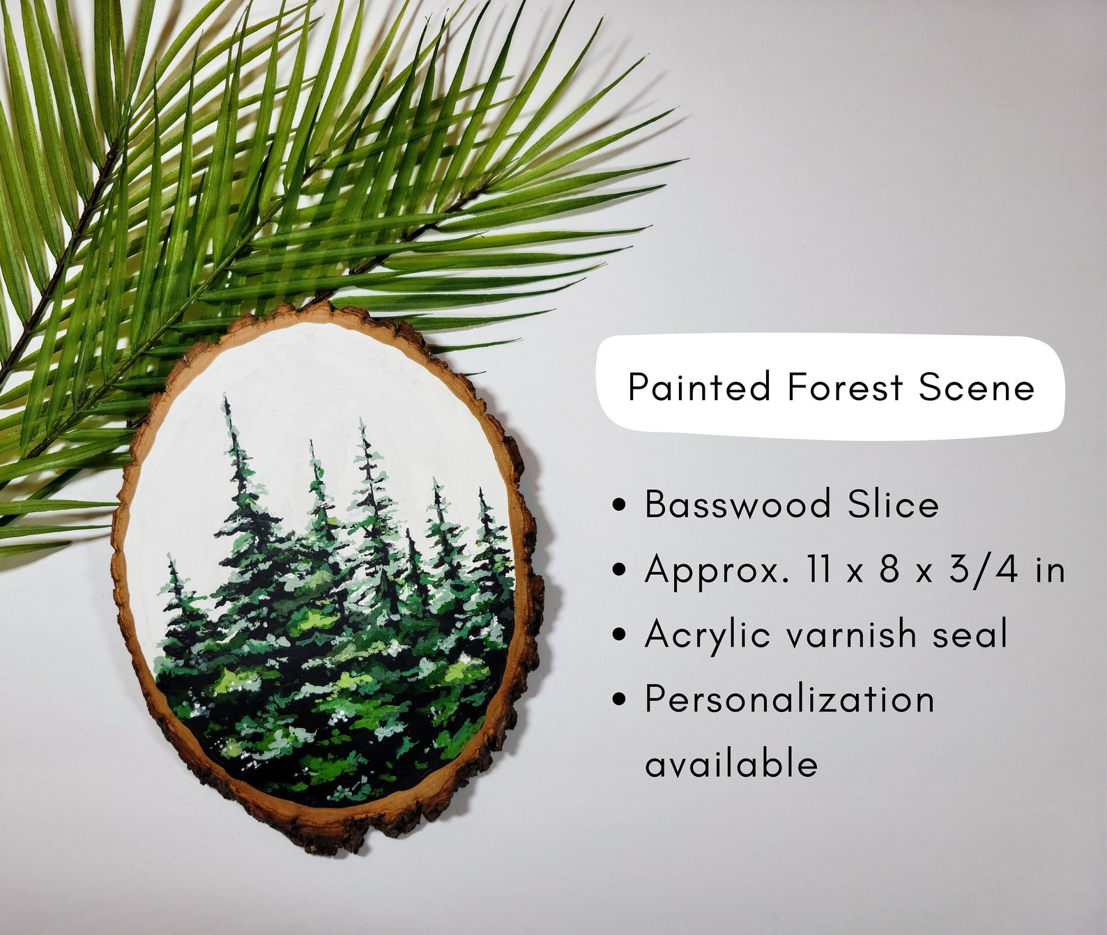 Hand Painted Wood Slice | Forest Scene | Wood Painting, Wood Slice ...