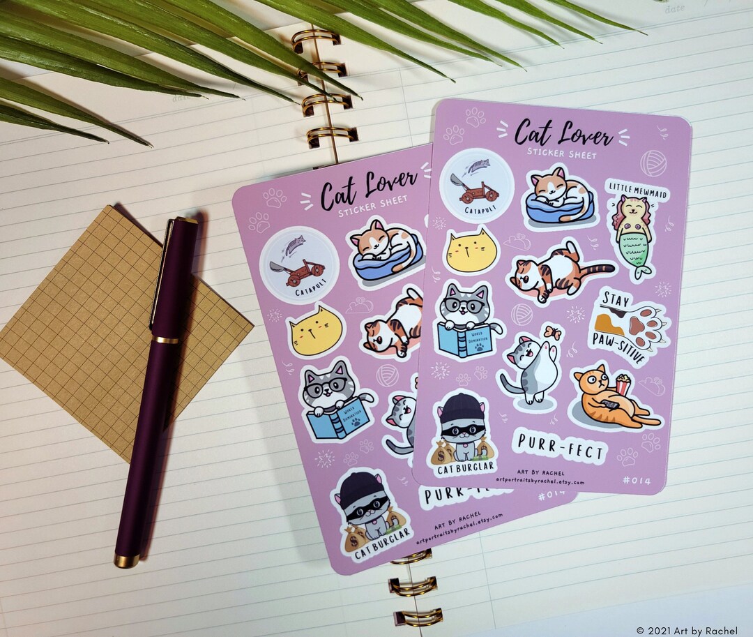 Cat Lover Sticker Sheet | Animals Puns, Cute Cats, Funny | Bullet ...