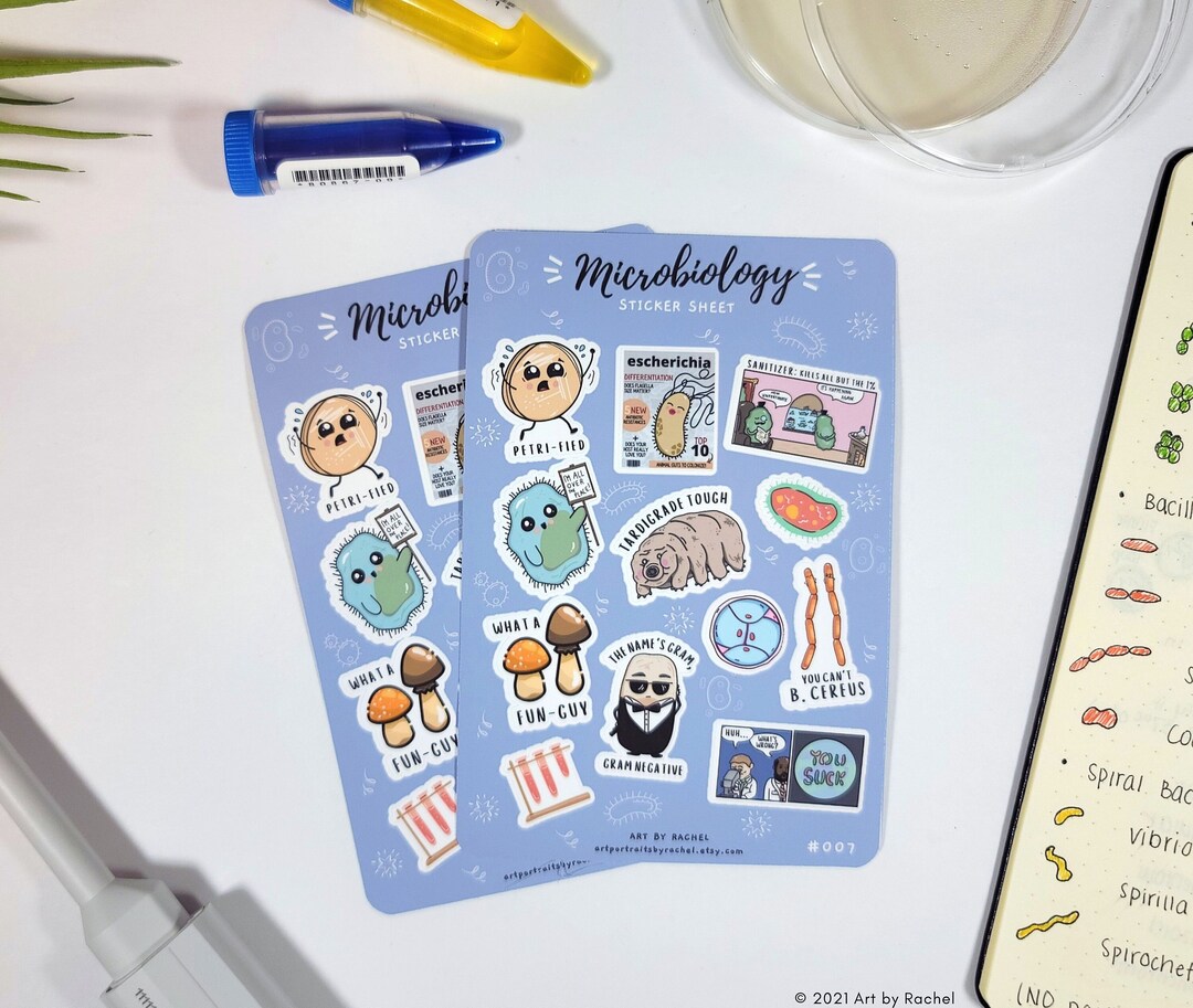 Microbiology Sticker Sheet | Science, Immunology, Biology | Bullet ...