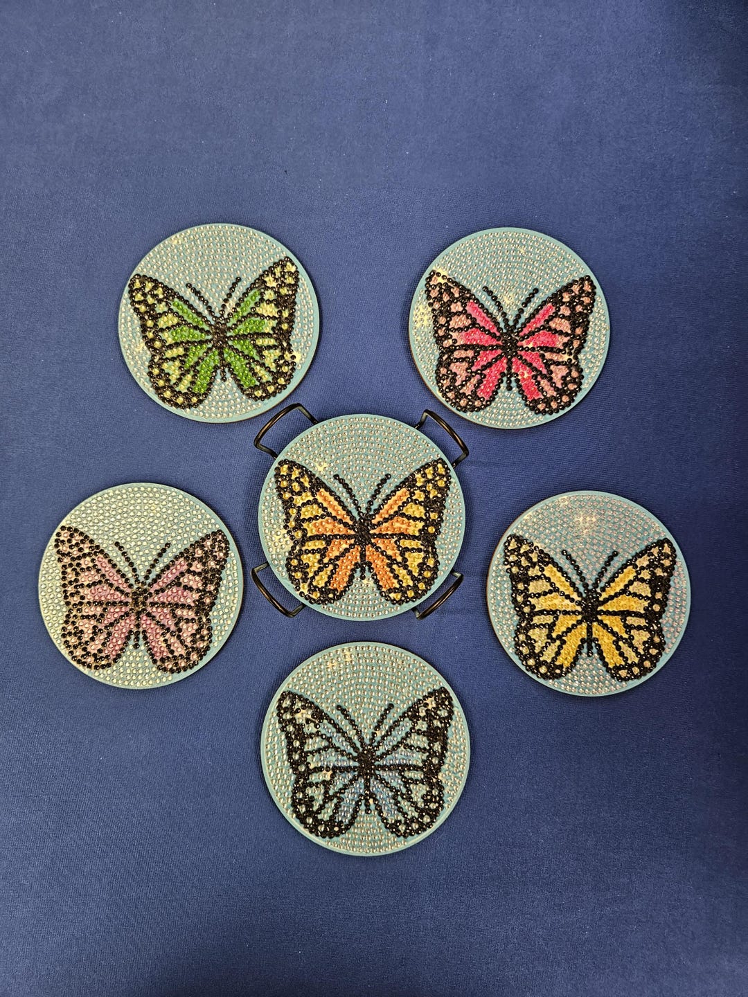 Diamond Art 6 Piece Coaster Set With Metal Holder. - Etsy