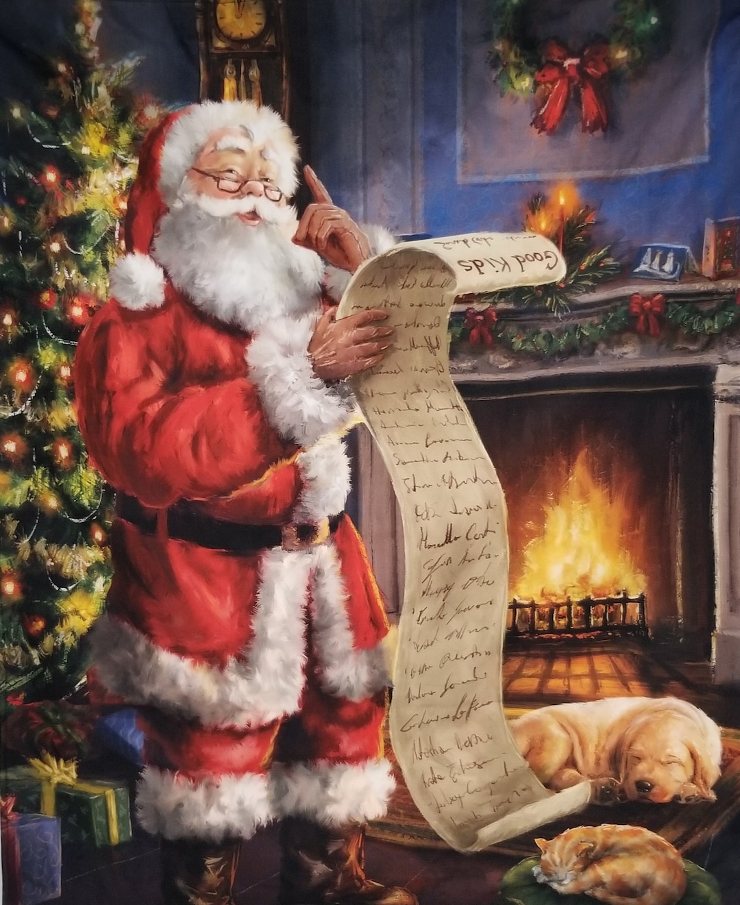 Santa Claus Checking His List Decorative Quilted Wall - Etsy