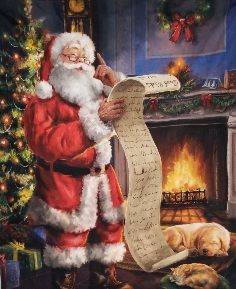 Santa Claus Checking His List Decorative Quilted Wall - Etsy