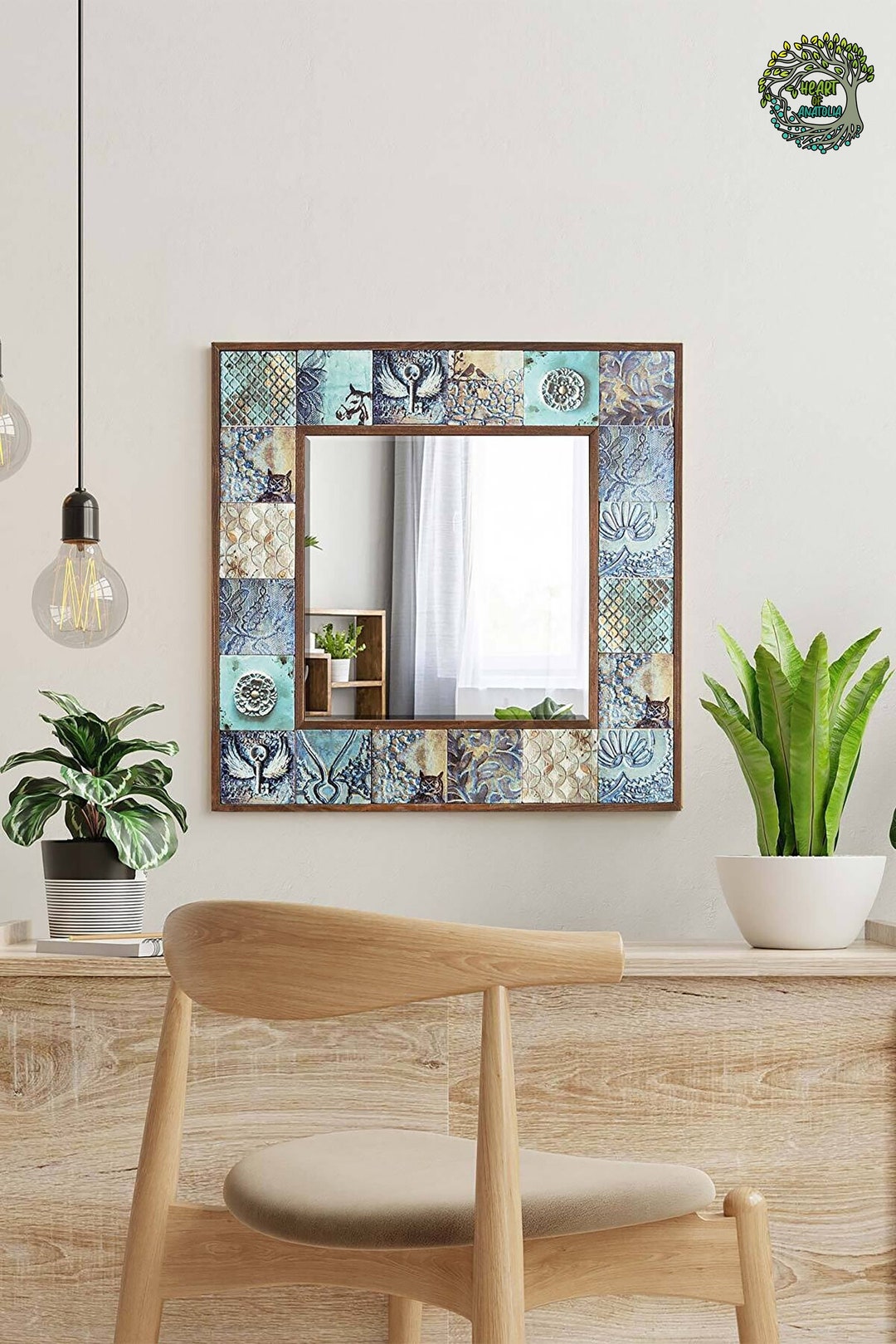 Boho Mirror | Wall Decor Mirror Art | Full Lenght Boho Mosaic Large ...