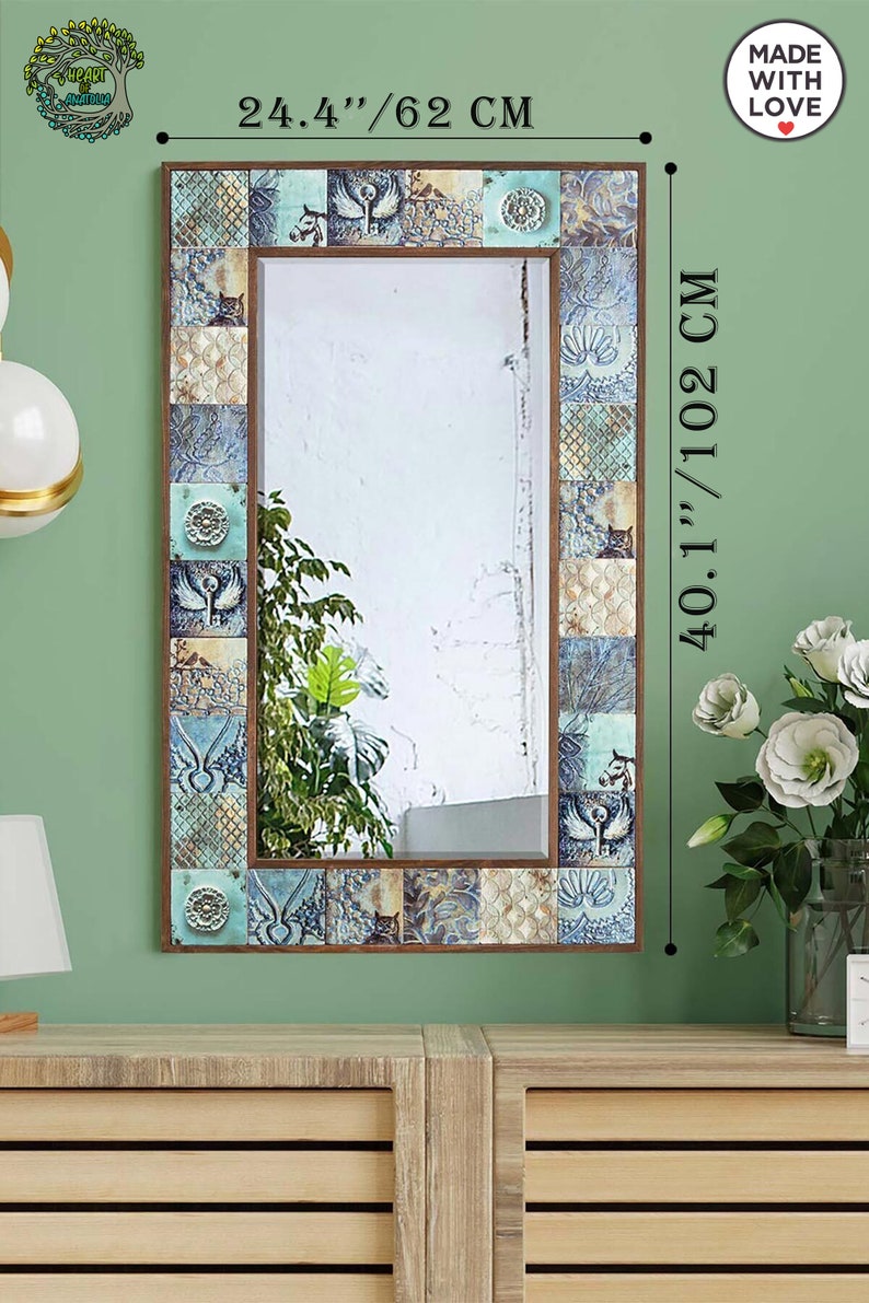 Mosaic Mirror : Large Boho Wall or Floor Mirror Handmade Tile Art - Etsy