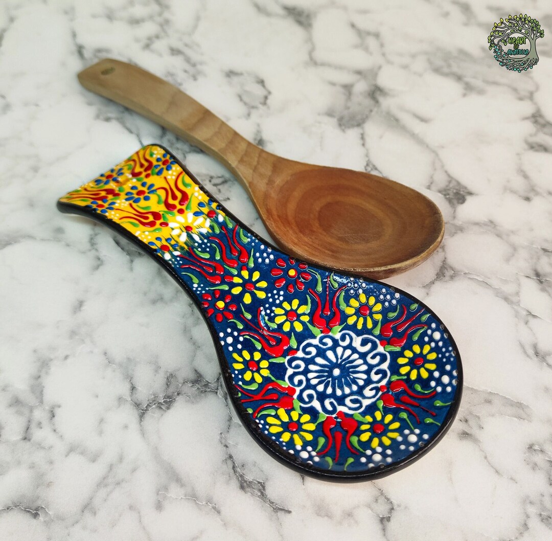Turkish Spoon Rest | Handmade Ceramic Pottery Spoon Holder | Spoon Rest ...