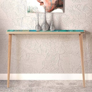 Console Table | Handmade Wood & Stone Unique Side Table | Unique ...