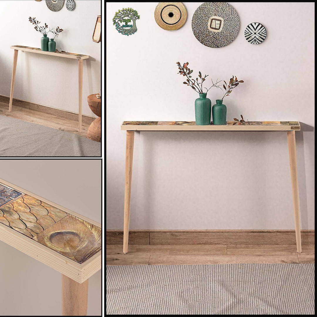 Bar End Table Handmade Wood & Stone Side Table Unique - Etsy
