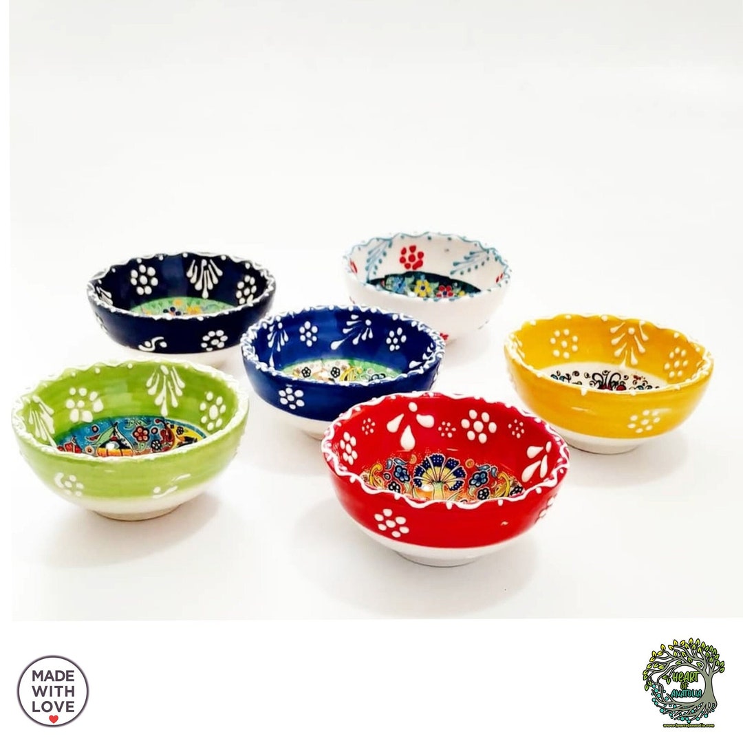 6x Small Ceramic Pottery Bowls Colorful Little Mini Ceramic Bowls Tapas ...