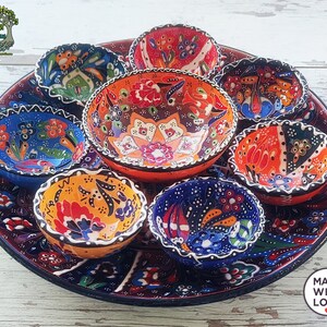 Handmade Ceramic Serving Bowls & Tray Set | Turkish Ottoman Dinnerware ...