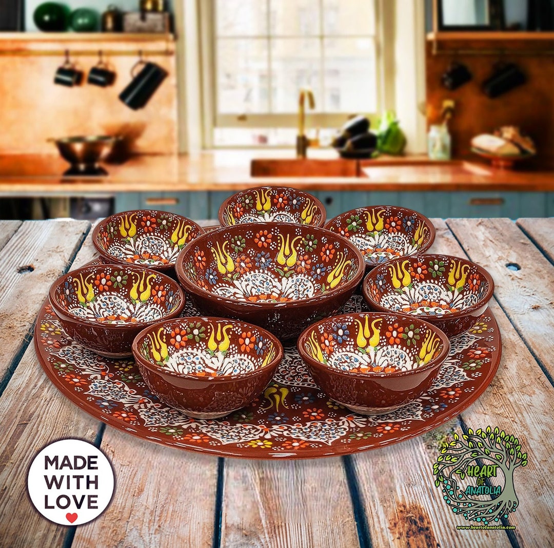 Unique Ceramic Tray Bowls Set 9 Pieces Prep Soy Sauce Tapas Dinnerware ...