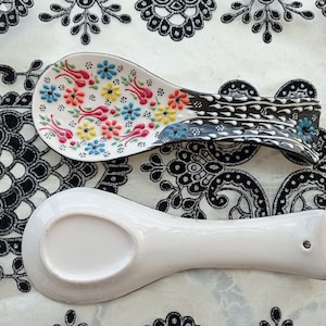2x Ceramic Spoon Rest Set for Kitchen Unique Handmade Turkish Pottery ...