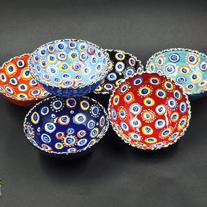 Ceramic Evil Eye Bowls Set - Handmade Large Colorful Greek Pottery for ...