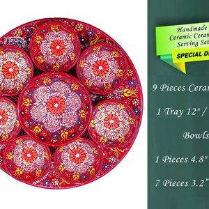 Unique Ceramic Tray Bowls Set 9 Pieces Prep Soy Sauce Tapas Dinnerware ...