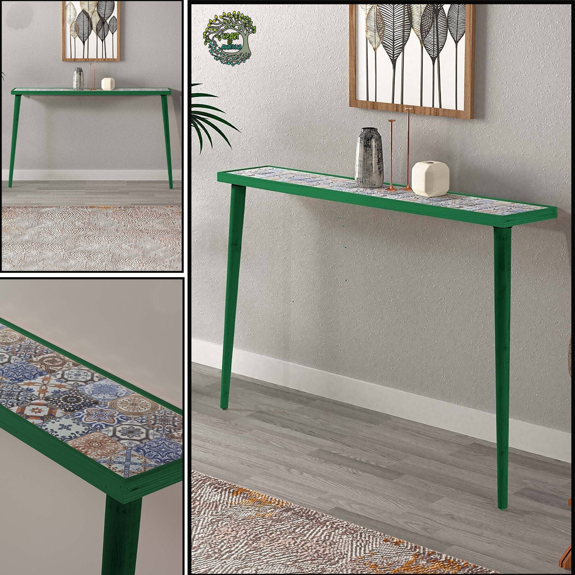 Bar End Table Handmade Wood & Stone Side Table Unique - Etsy