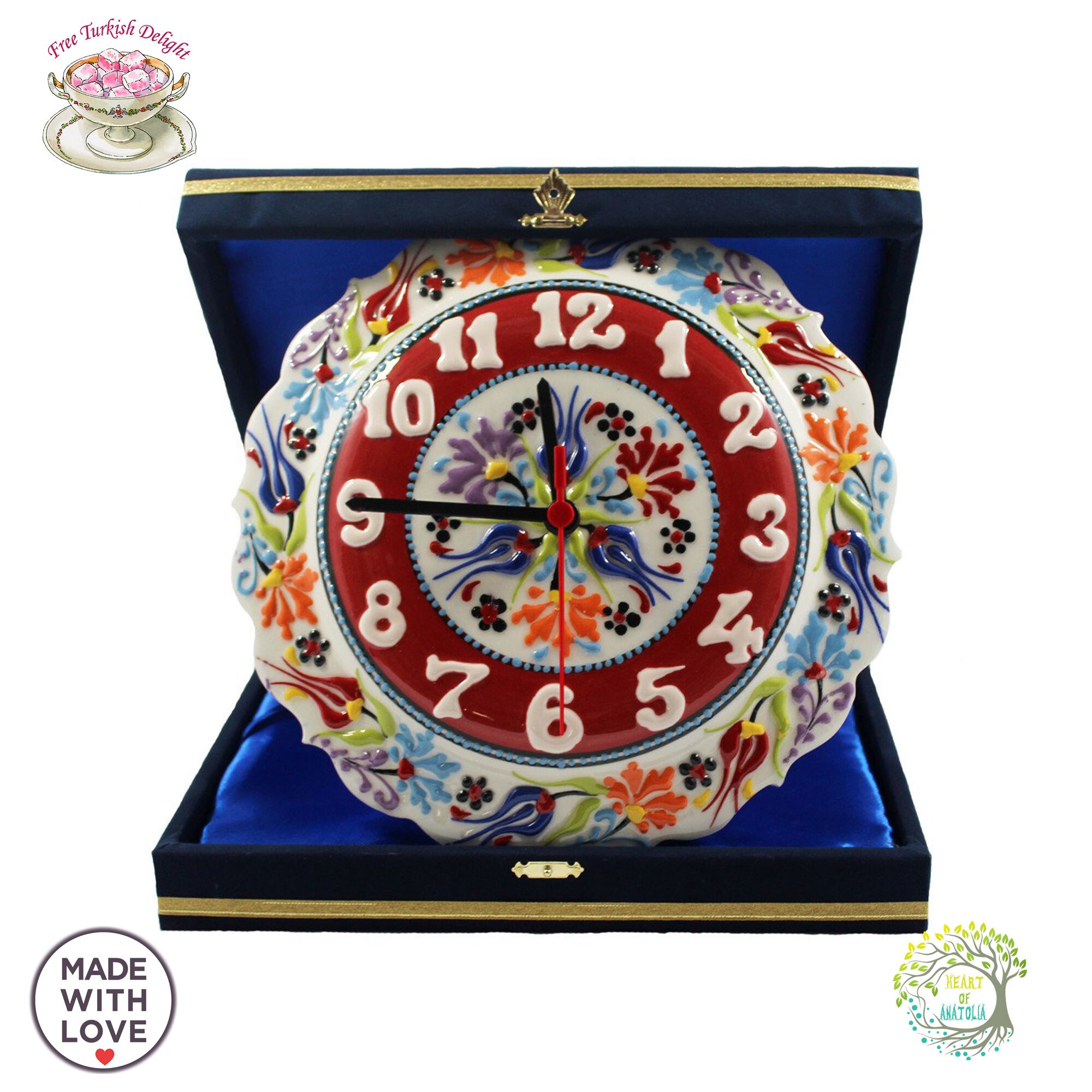 Large Ceramic Kitchen Wall Clock Round Square Turkish - Etsy