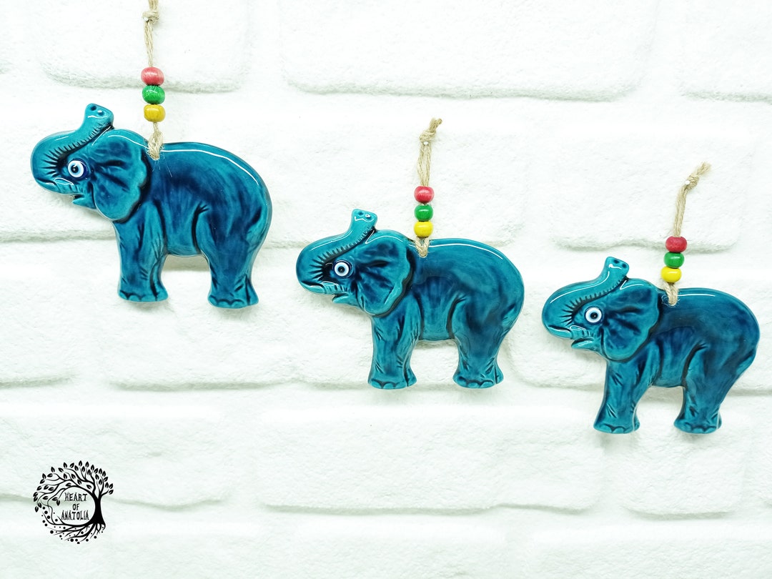 Elephant Wall Art Ceramic Evil Eye Ornament Amulet Talisman Spiritual ...