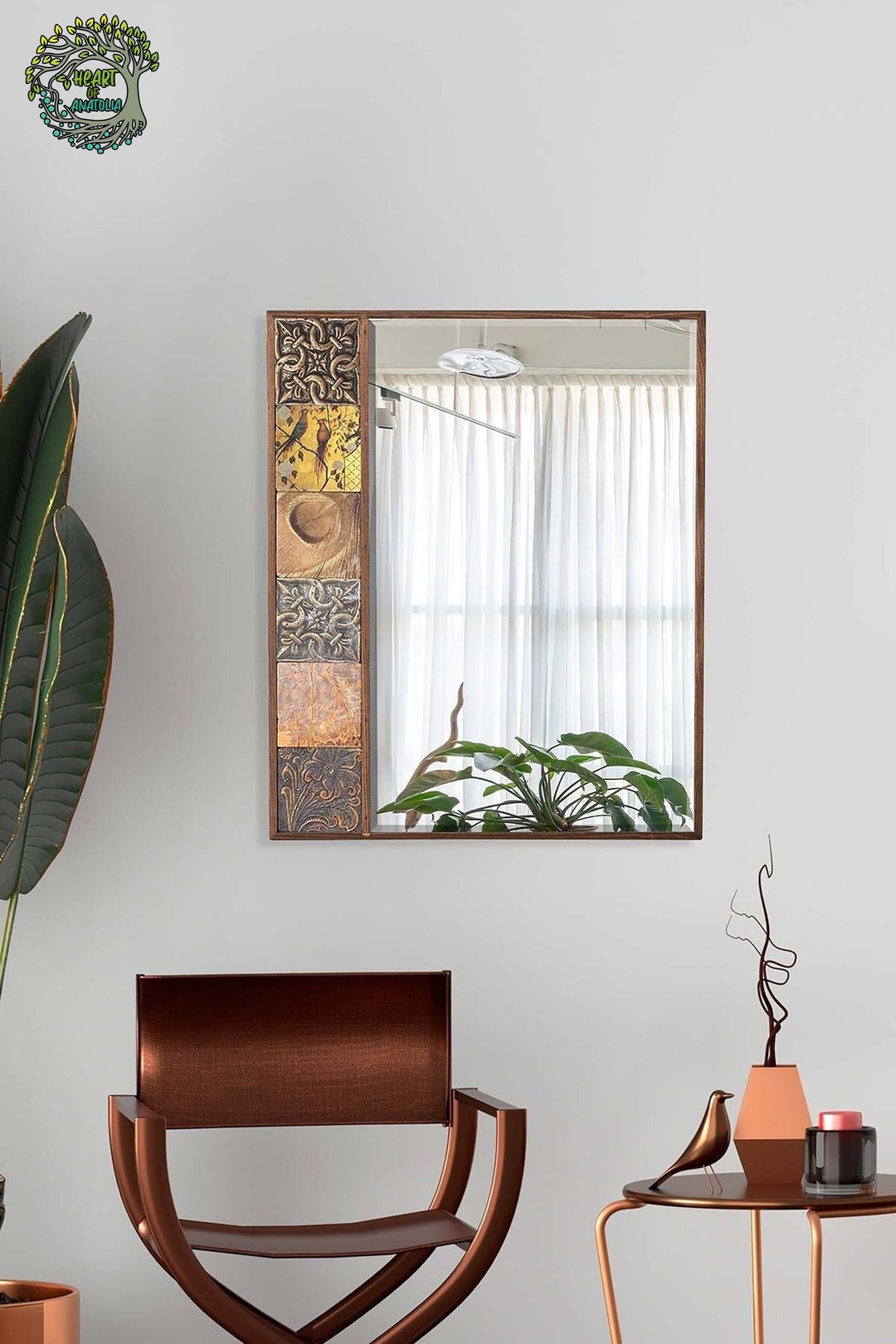 Boho Mirror Wall Decor Mirror Art Full Lenght Boho Mosaic Large Wood ...