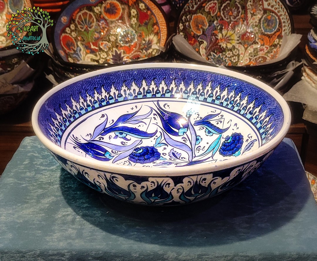 12" Handmade Large Ceramic Bowl | Pasta Salad Soup Fruit Cereal Serving ...