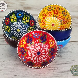 6x Handmade Ceramic Bowls Set | Small Turkish Pottery Dinnerware ...