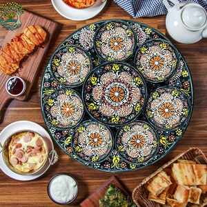 Unique Ceramic Tray Bowls Set 9 Pieces Prep Soy Sauce Tapas Dinnerware ...